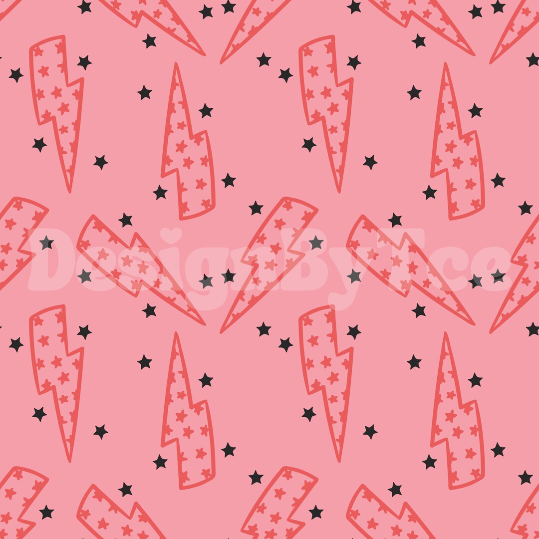 Pink Star Thunder Seamless Pattern: Fabric Printing File - Etsy