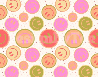 Happy Face Pastel Summer Daisy Seamless Pattern Files for Fabric ...