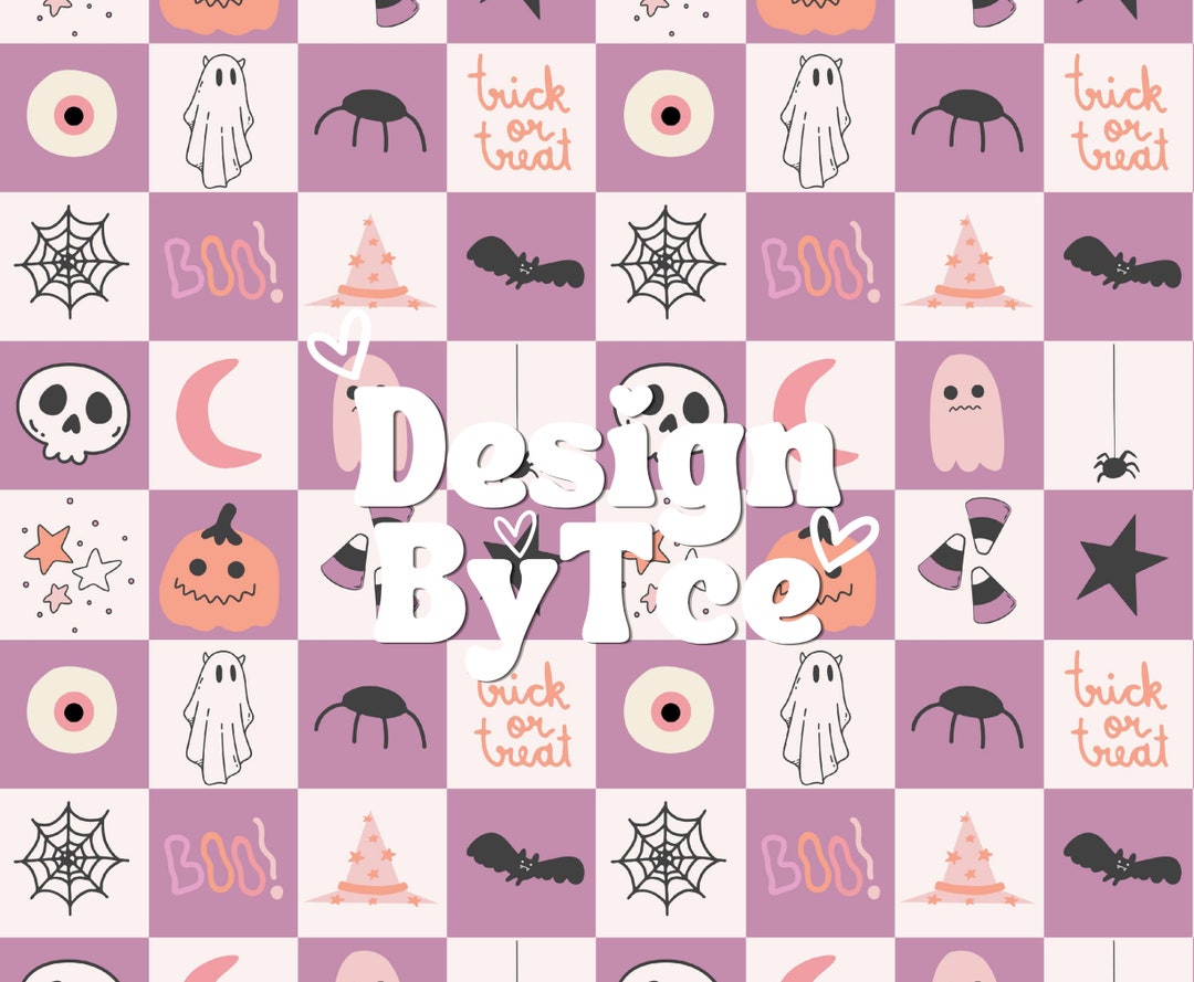 Halloween Checkered Pumpkin, Ghost, Skull, Bats, Spider, Moon, Boo ...