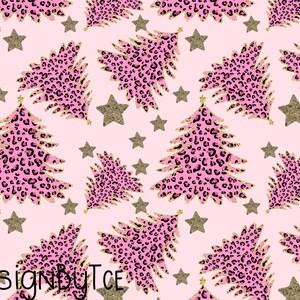 Pink Christmas Glitter Trees Seamless Pattern for Commercial Use for ...