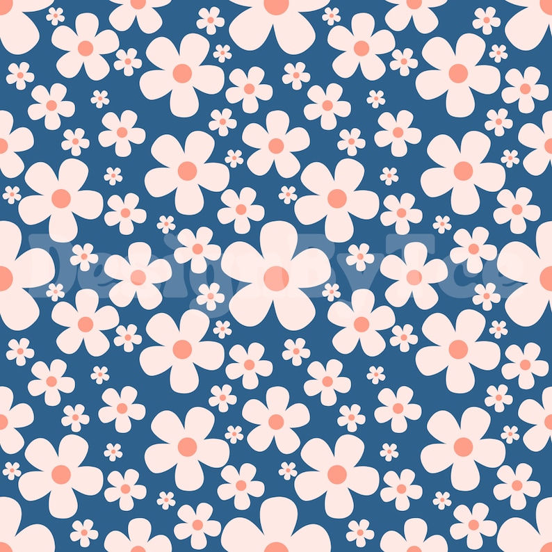 Summer Daisy Seamless Pattern: Retro Floral Fabric Design (digital File ...