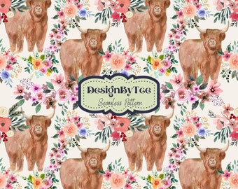 Highland Cow Seamless File - Etsy