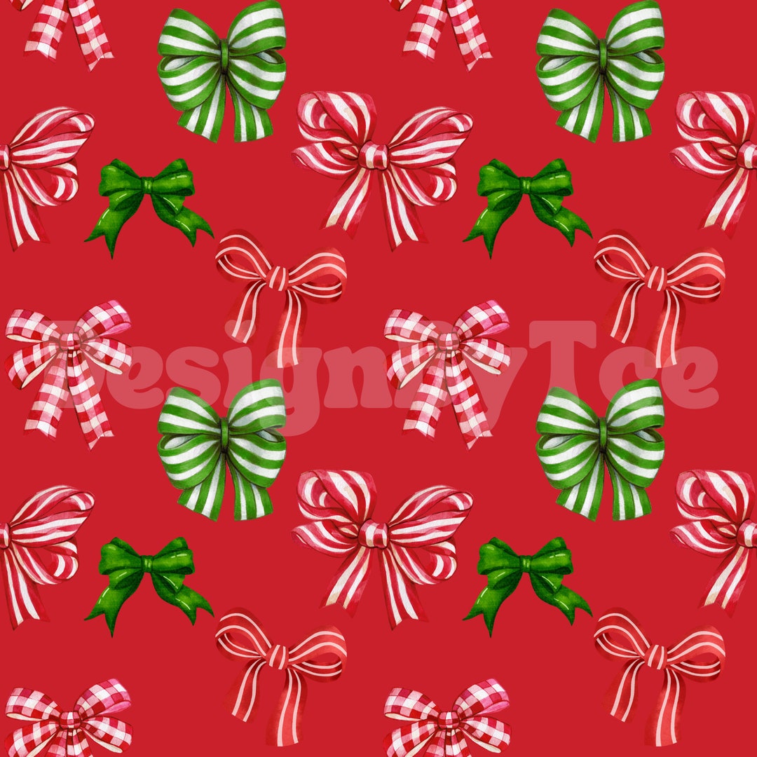 Christmas Coquette Bows Seamless Pattern Files for Fabric Printing ...