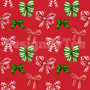 Christmas Coquette Bows Seamless Pattern Files for Fabric Printing ...