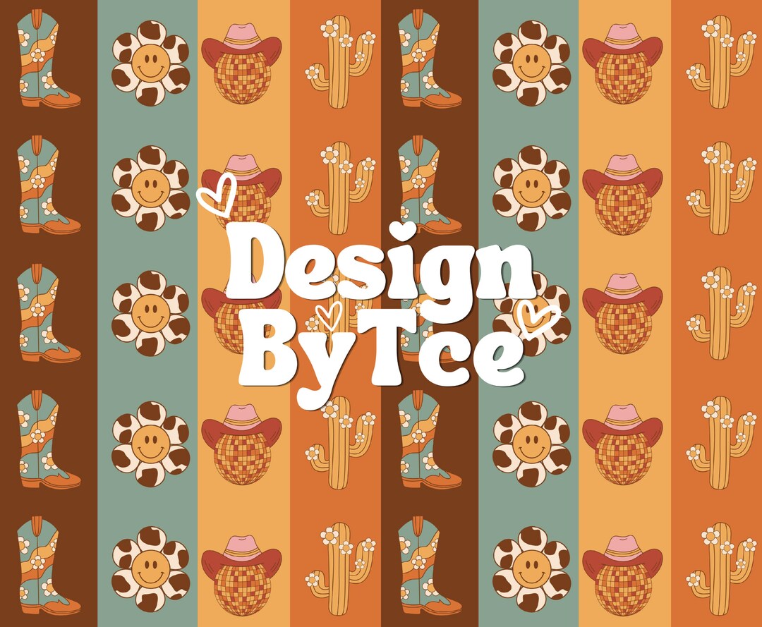 Howdy Happy Face With Disco Ball Western Seamless Pattern Files for ...