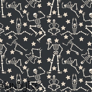 Dancing Beige Skeleton Funny Halloween Seamless Pattern Files for ...