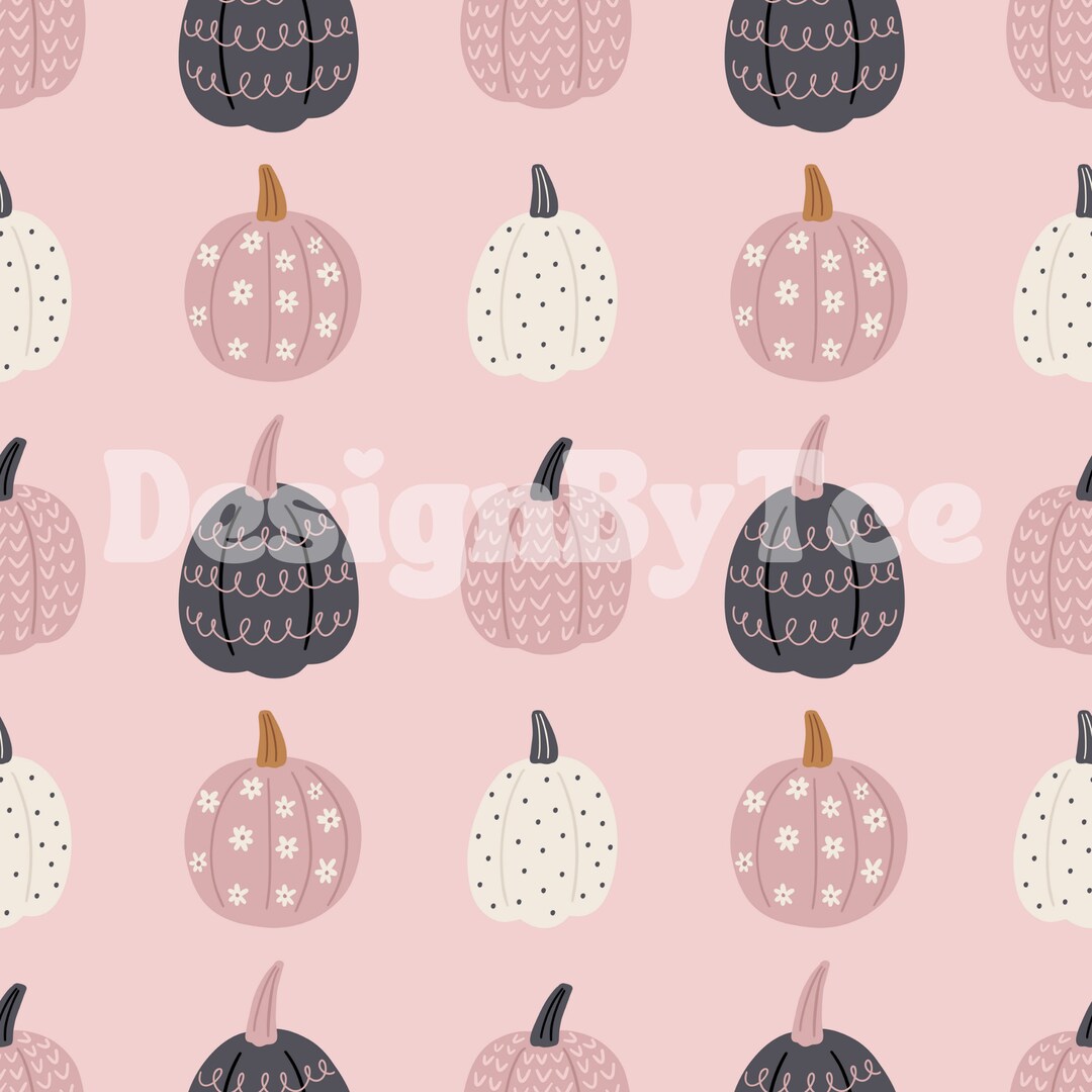 Seamless Pattern Boho Girly Pumpkin for Halloween and Fall Fabric ...