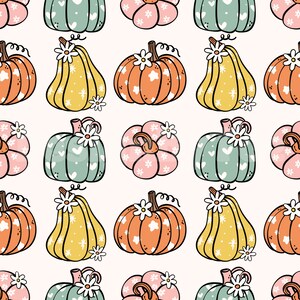 Boho Fall Seamless Pattern Files, Floral Pumpkin Fabric Printing ...