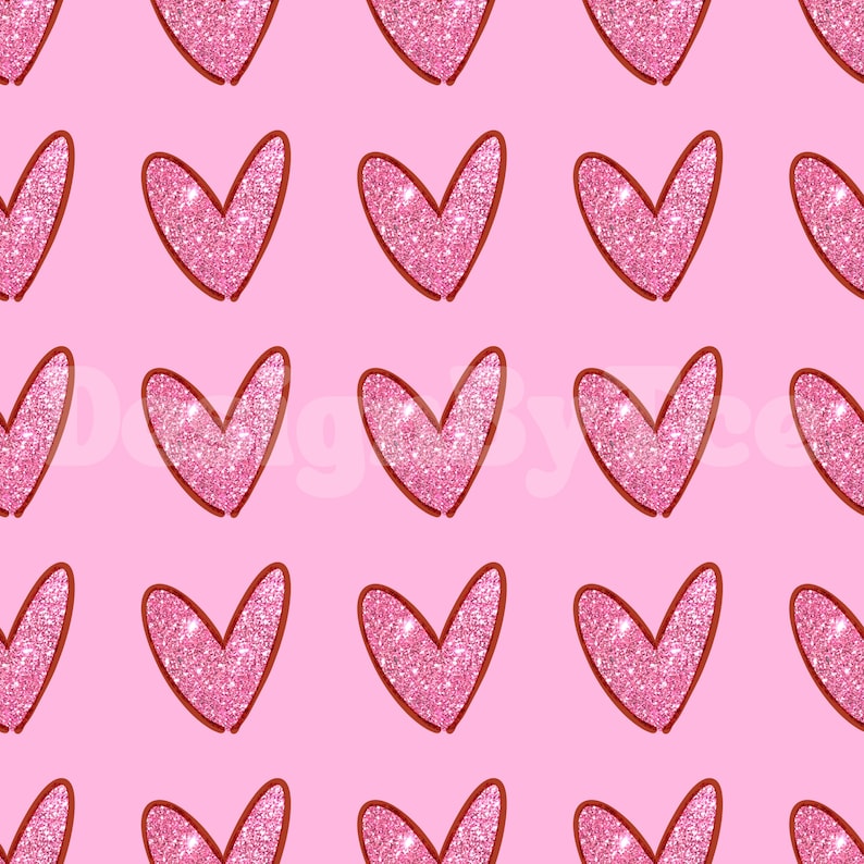 Glitter Pink Heart Valentine Seamless Pattern File - Etsy
