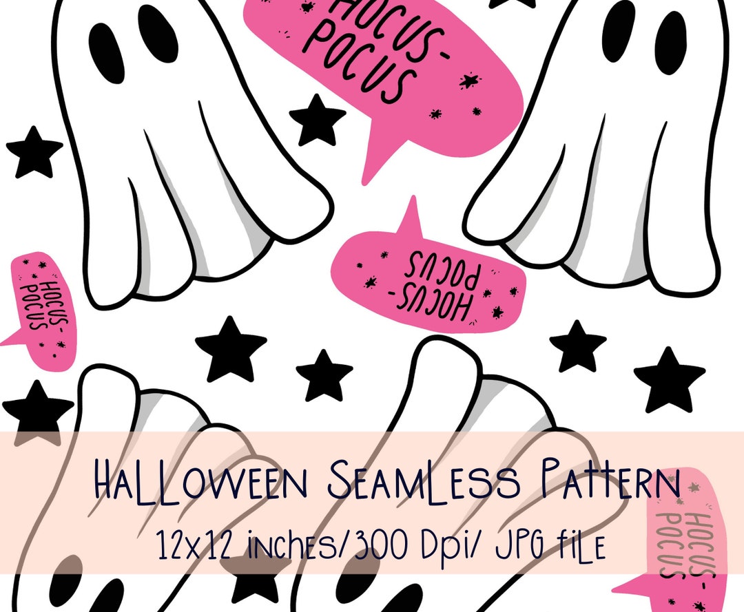 Spooky Girly Hocus Pocus Ghost Seamless Pattern Files for Fabric ...
