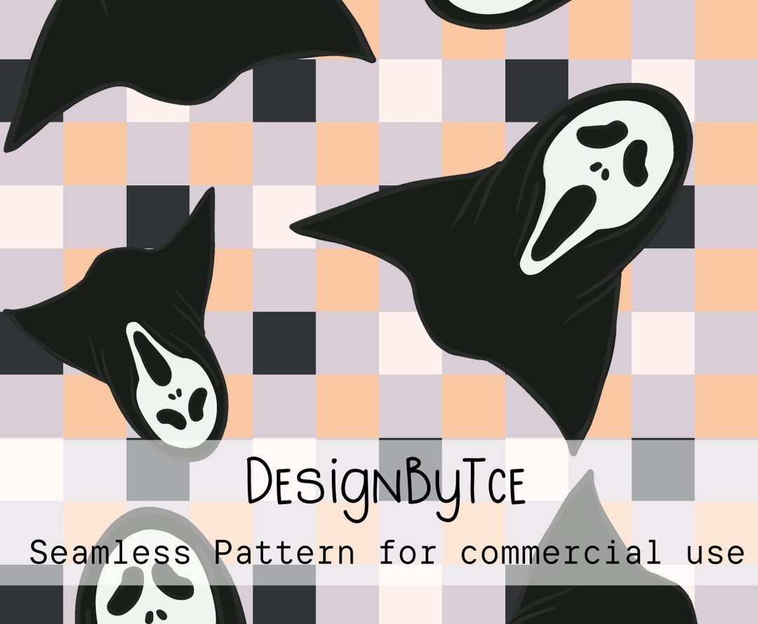 Horror Face With Pastel Checkerboard Seamless Pattern Files for Fabric ...