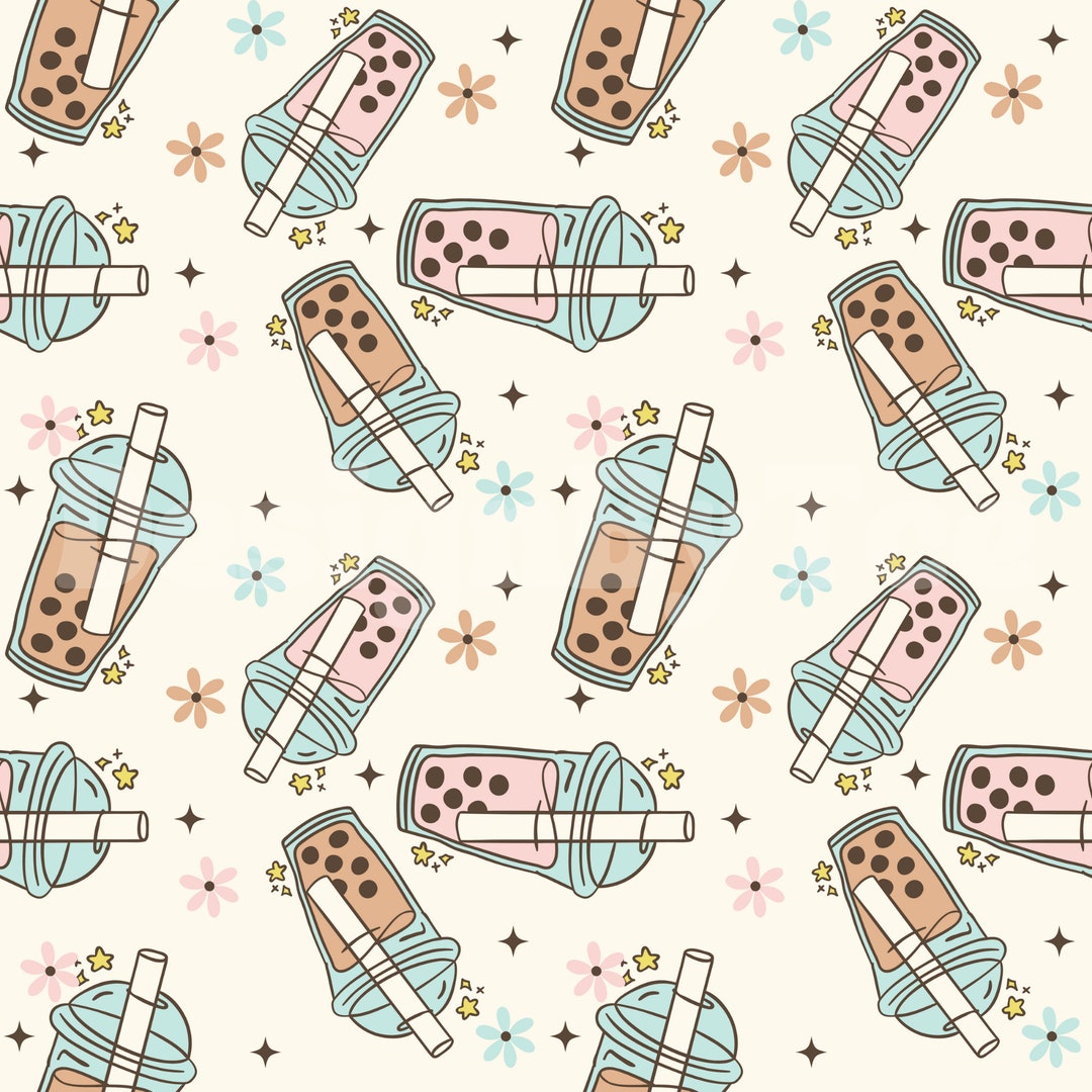 Bubble Tea Seamless Pattern Files for Fabric Printing Sublimation ...