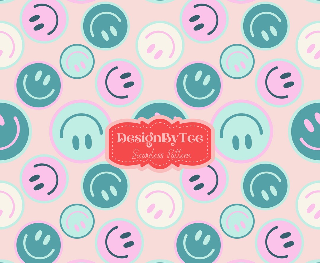 Bright Summer Happy Face Seamless Pattern Files for Spring Custom ...