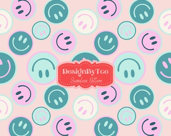 Retro Checkered Smiling Face Seamless Pattern Files, Retro Happy Face ...