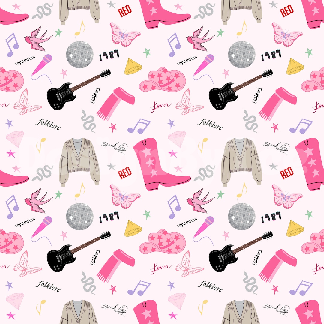 Pop Star Era Seamless Pattern: Music Icon Fabric Design (12x12 Inch JPEG) - Etsy