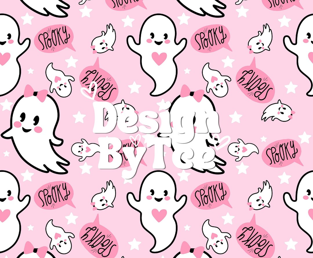Spooky Girl Creepy Cute Ghost Halloween Seamless Pattern Files for ...