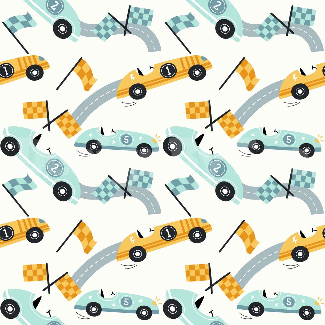 Racing Car Pattern: Seamless Fabric Design for Commercial Use (instant ...