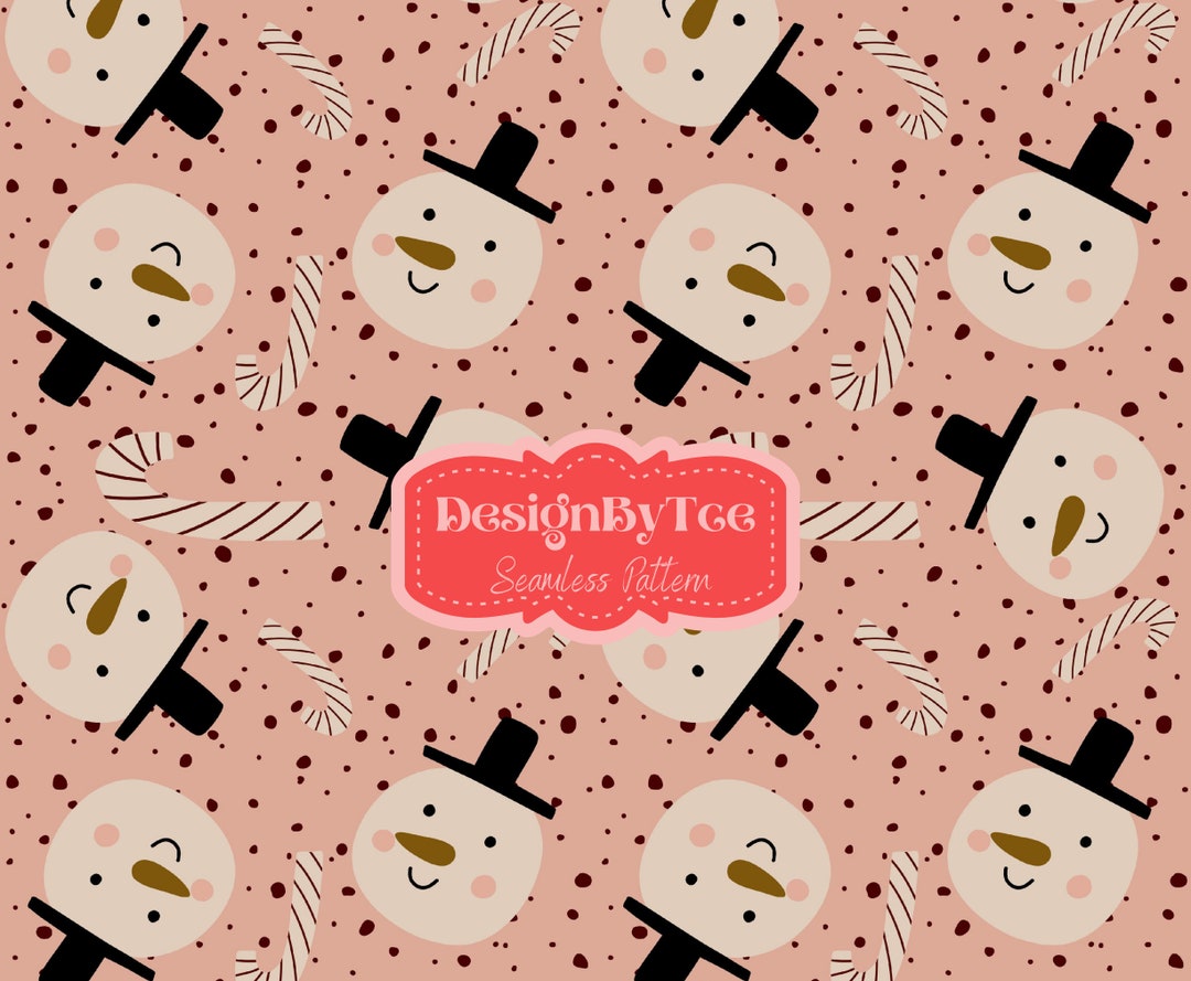 Boho Snow Man and Candy Cane Seamless Pattern Christmas Files - Etsy