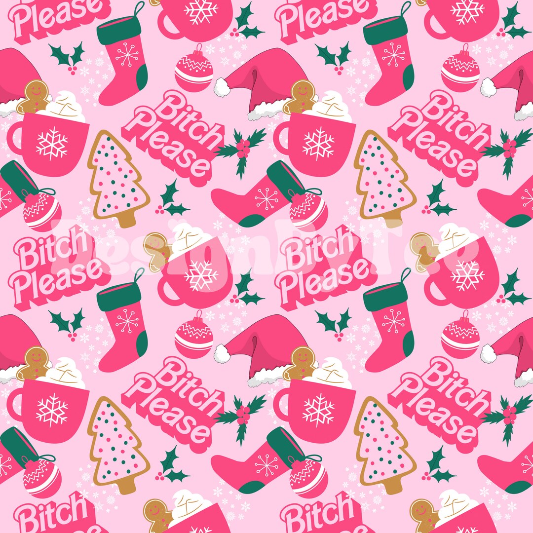 Y2K Retro Trendy Dolls and Christmas Cookies, Trees, Mug Seamless ...