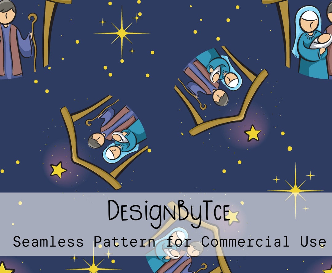 Nativity Baby Jesus Seamless Pattern Files Christmas Mary and Joseph ...