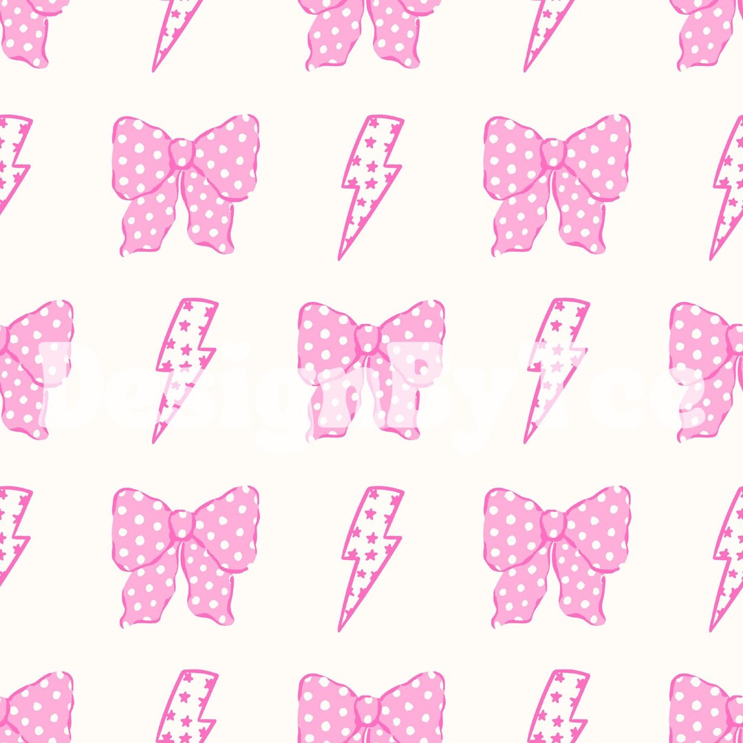 Pink Polka Dot Bow & Lightning Seamless Pattern (digital File) - Etsy