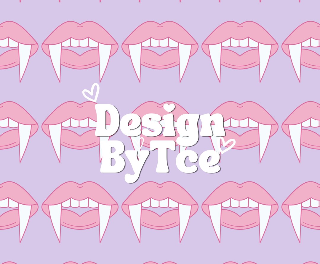 Pastel Goth Vampire Lips Halloween Seamless Lilac Pattern Files for ...