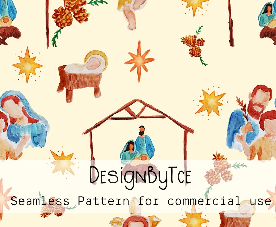 Jesus Seamless Pattern Files for Christmas Nativity Fabric Printing ...