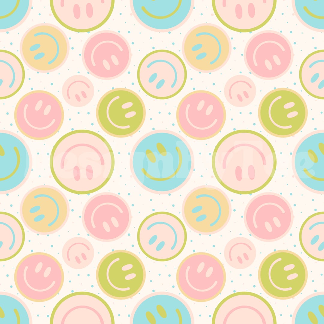 Summer Baby Retro Happy Face Seamless Pattern Files for Fabric Printing ...