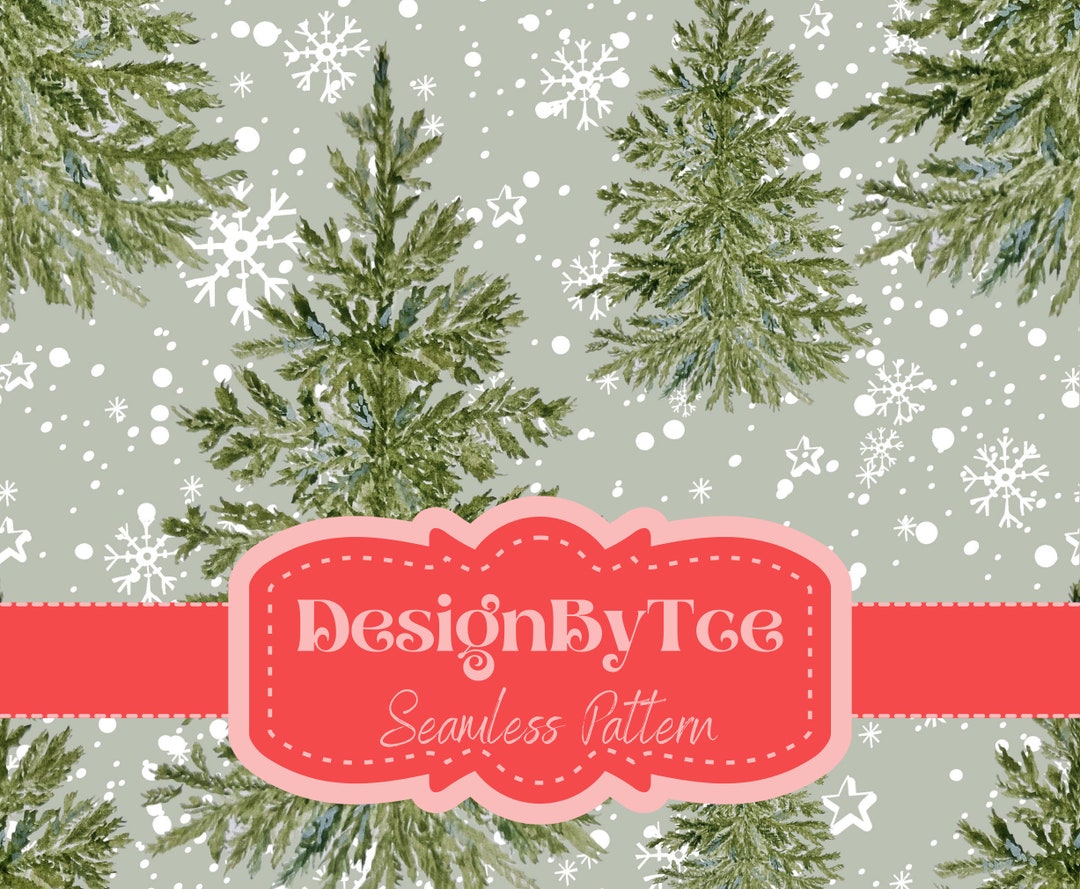 Christmas Trees Snowflakes Seamless Pattern: Fabric Printing (digital ...
