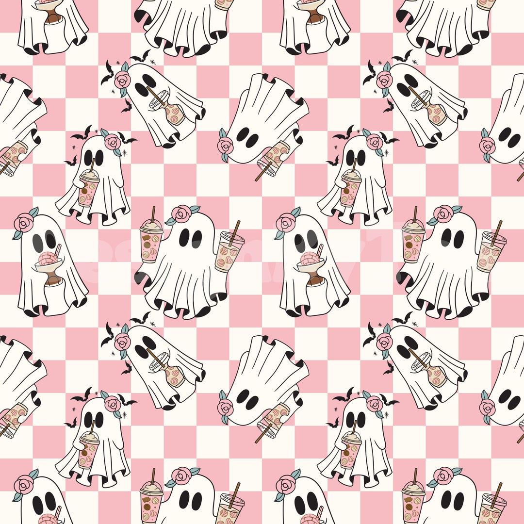 Mexican Ghost Conchas Ice Cream Check Seamless Pattern Files for Fabric ...