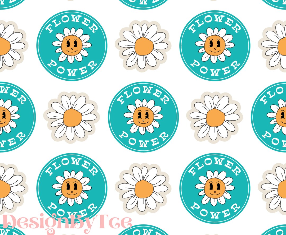 Flower Power Aesthetic Seamless Pattern Files for Fabric Printing ...