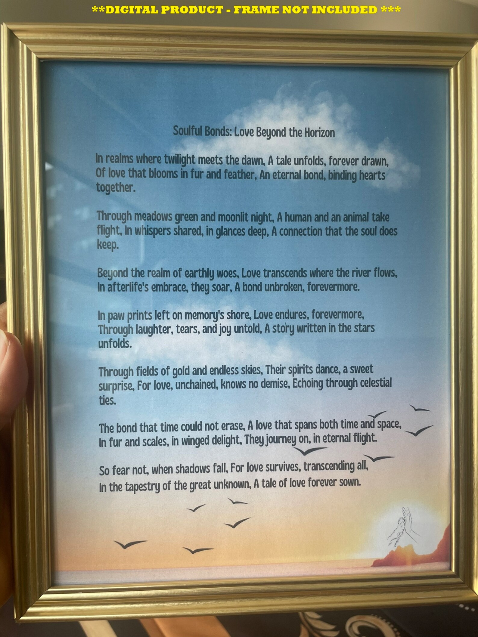 Soulful Bonds Love Beyond the Horizon Poem 8.5 X 11 Inch Printable ...