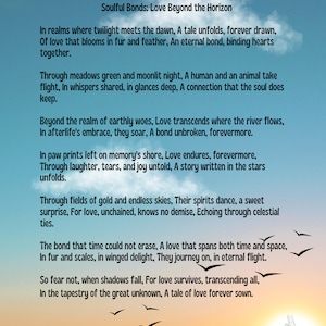 Soulful Bonds Love Beyond the Horizon Poem 8.5 X 11 Inch Printable ...