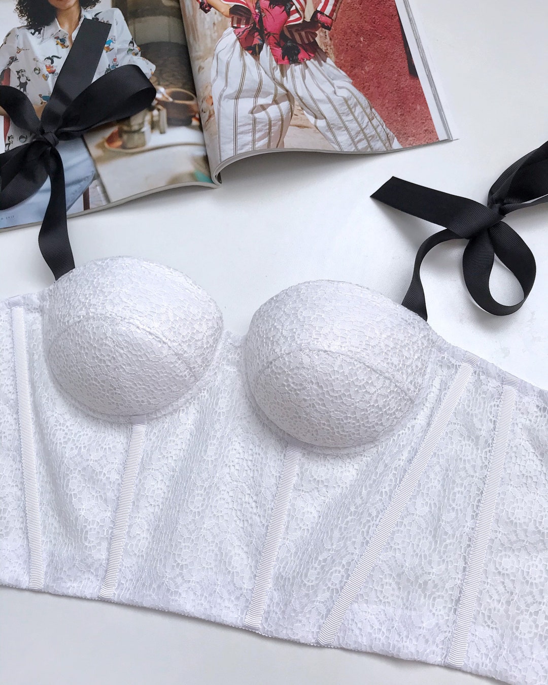 Wedding Bustier With Cups White Lace Bustier Top Bridal Corset Wedding ...