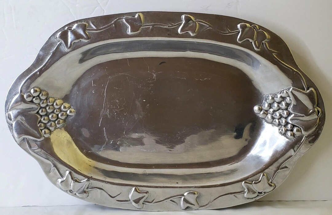 Vintage Mexican Silver Platter - Grapevine , Dinner Vineyard Party, 15 ...