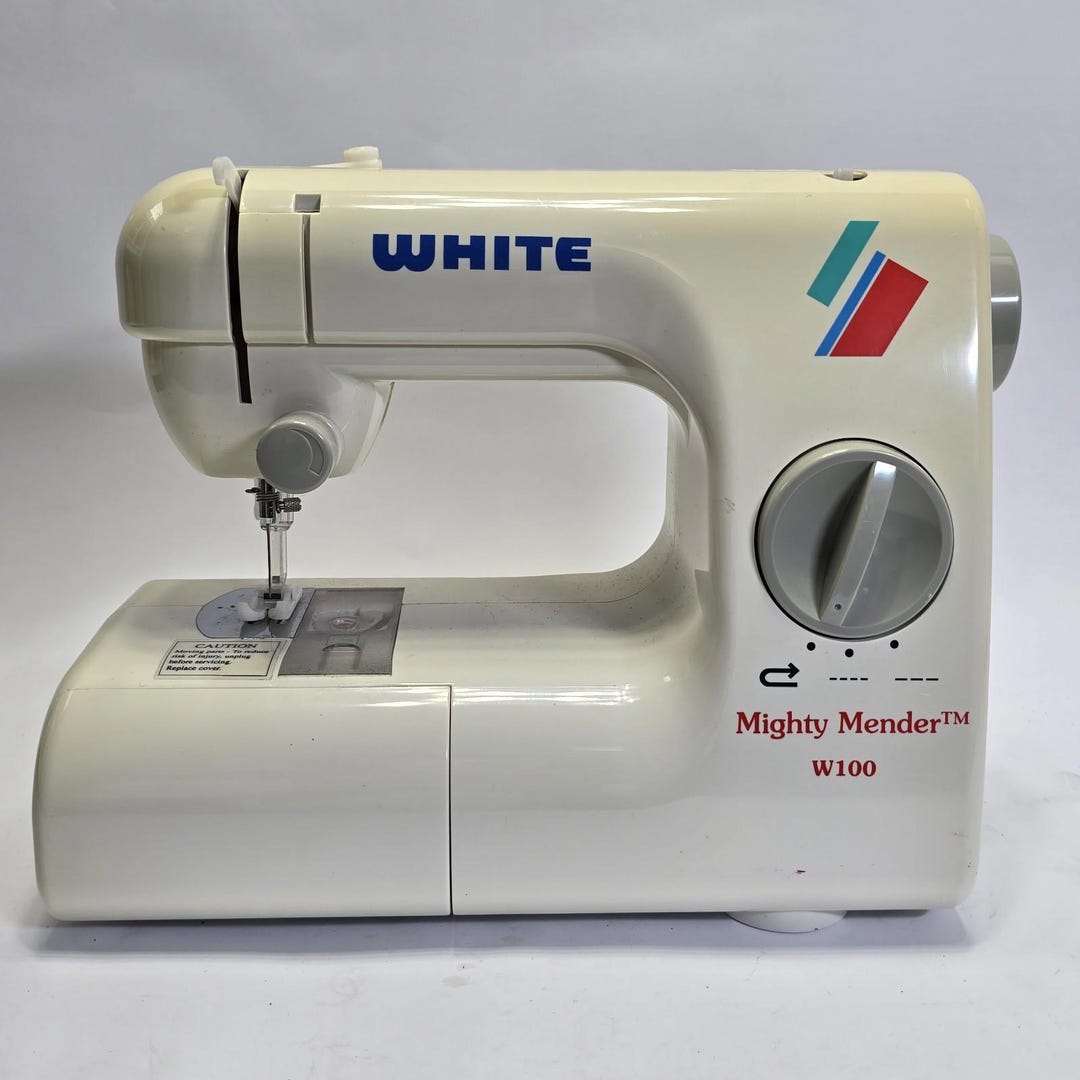 White Mighty Mender W100 Sewing Machine Untested Compact, Clean, No ...