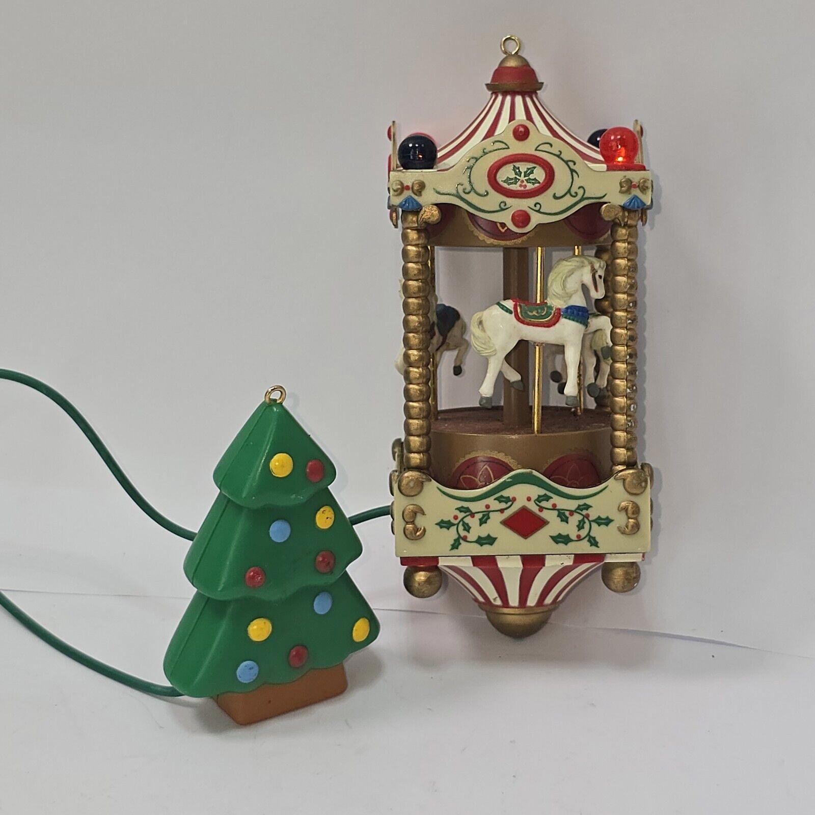 Vintage Carousel Merry Go-round Lights Horse With Christmas Tree ...