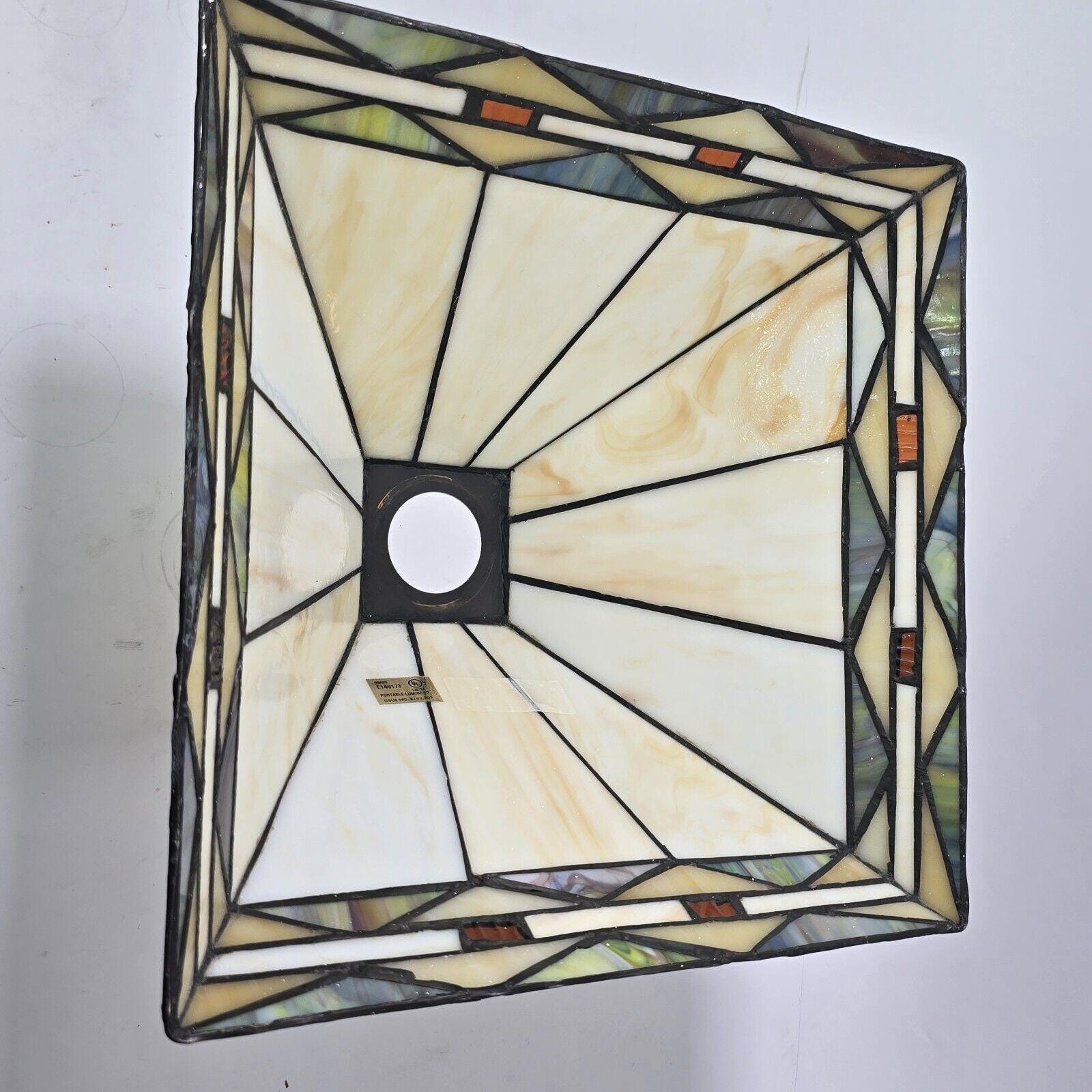 Vintage Slag Stained Glass Lamp Shade frank Lloyd Wright Tiffany Style ...