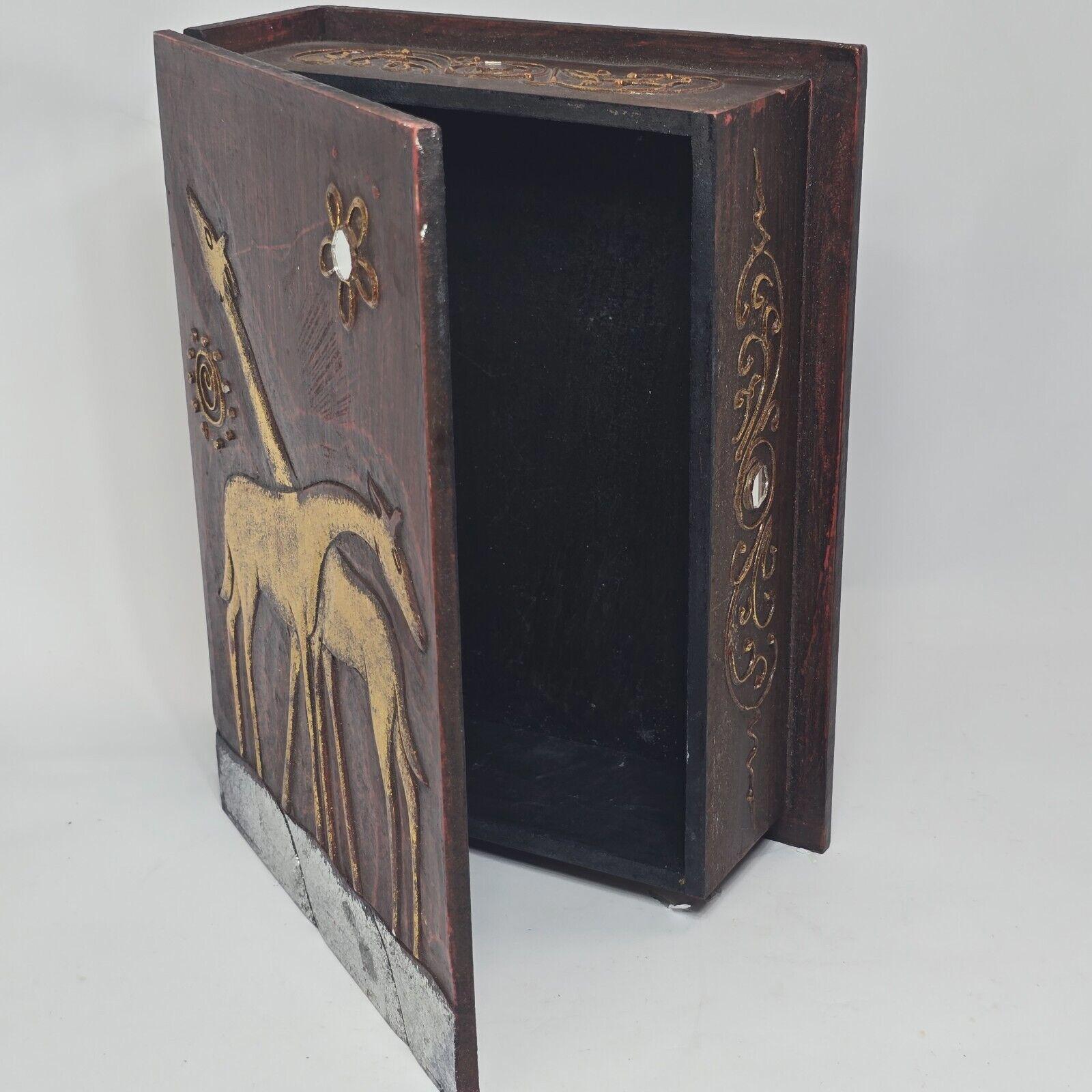 Handcrafted Wooden Secret Storage Box With Golden Giraffes Unique ...
