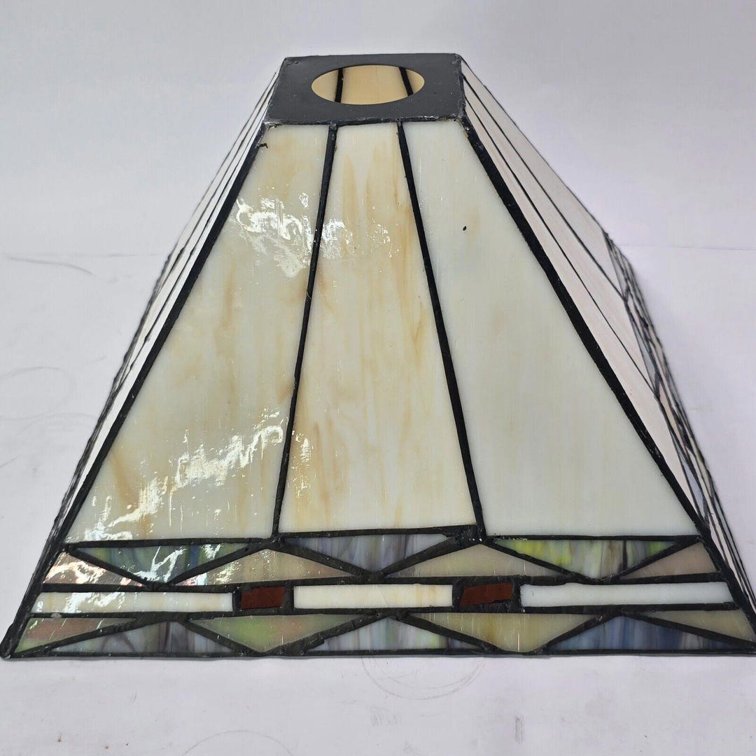 Vintage Slag Stained Glass Lamp Shade frank Lloyd Wright Tiffany Style ...