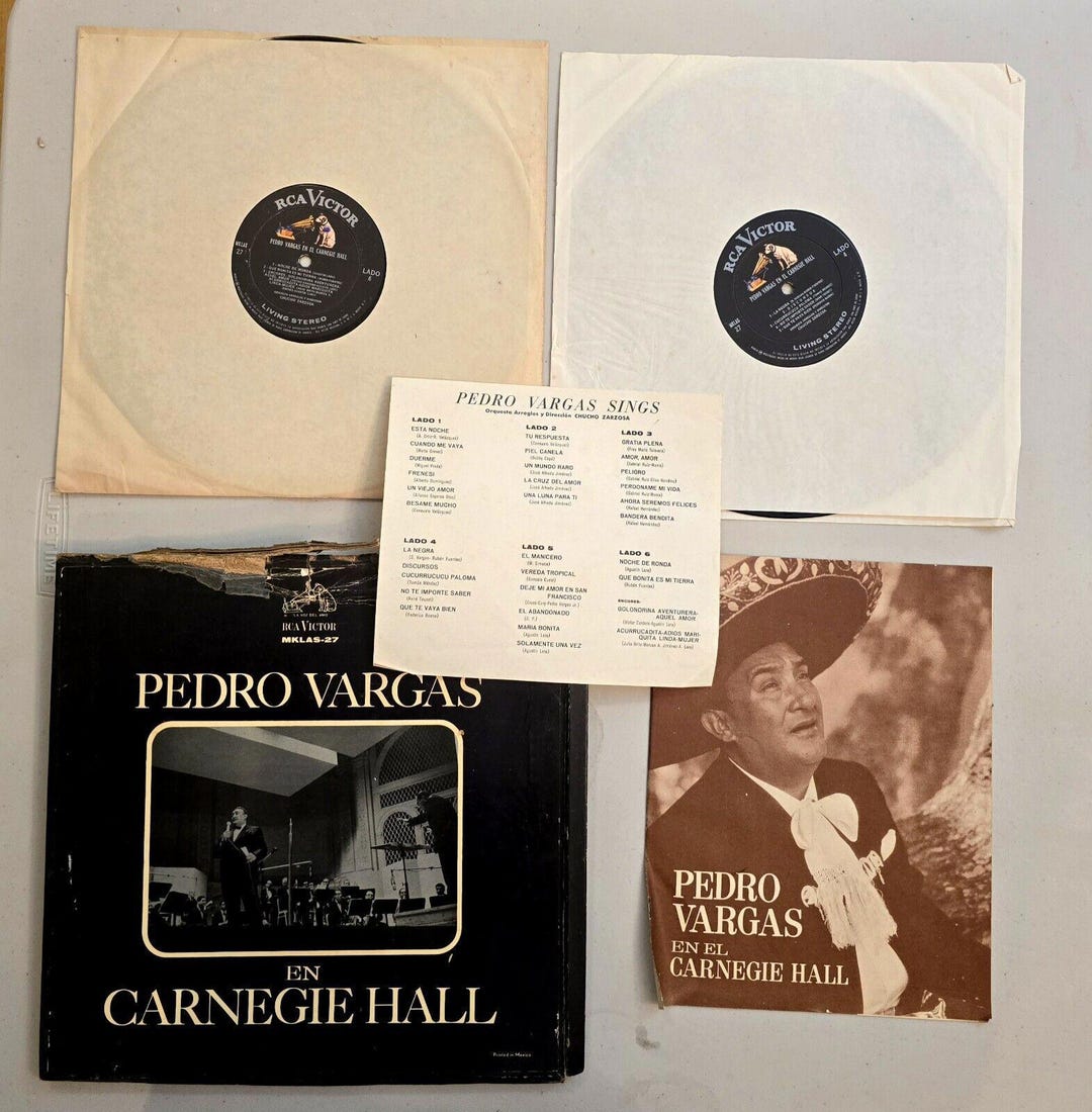 2 Lp'spedro Vargas Signed 1966 Carnegie Hall, Historic Gift to Panama ...