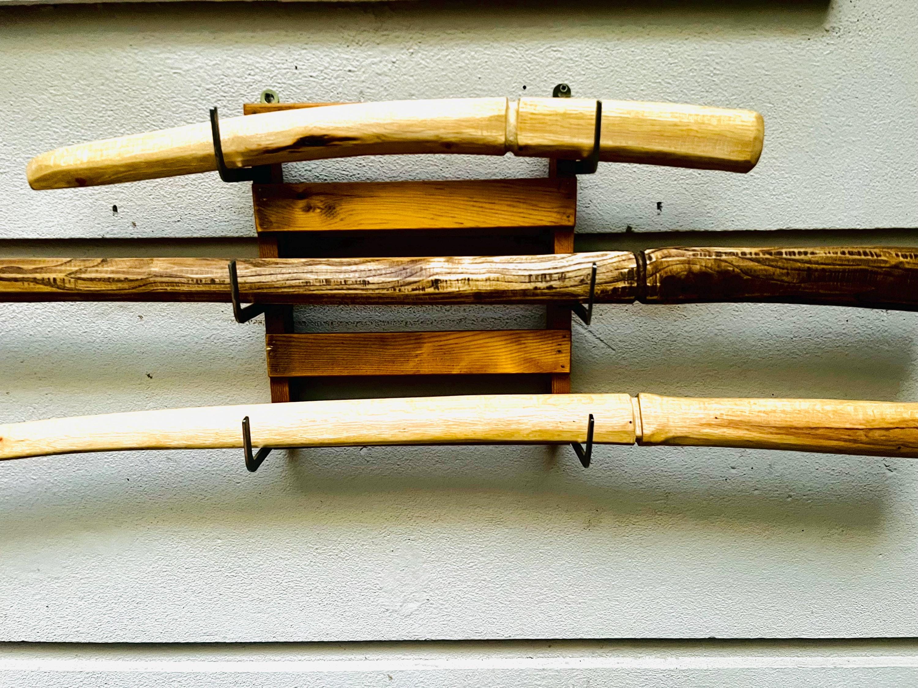 Sword Stand Wooden & Metal, Sword Rack, Katana Stand, Wall Rack ...
