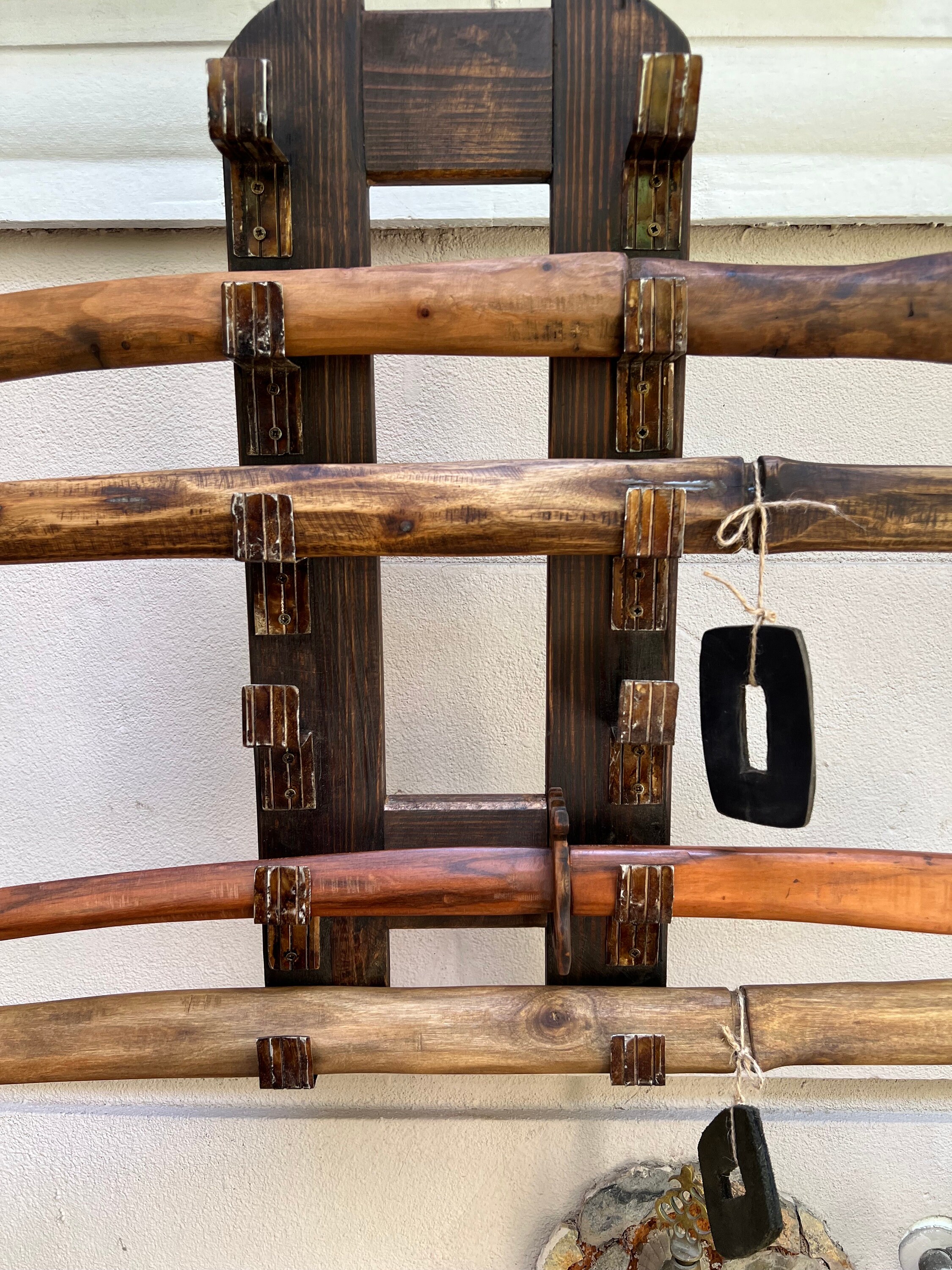 Sword Stand Wooden & Metal, Sword Rack, Katana Stand, Wall Rack, Cane ...