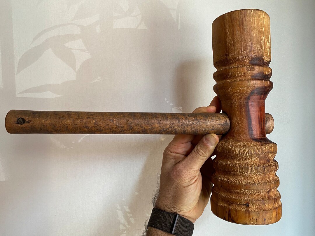 Plum Wood Mallet: Cylindrical Mortar Pestle Hammer - Etsy