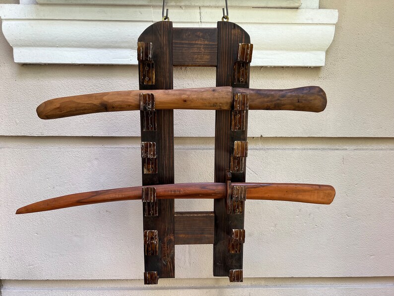 Sword Stand Wooden & Metal, Sword Rack, Katana Stand, Wall Rack, Cane ...