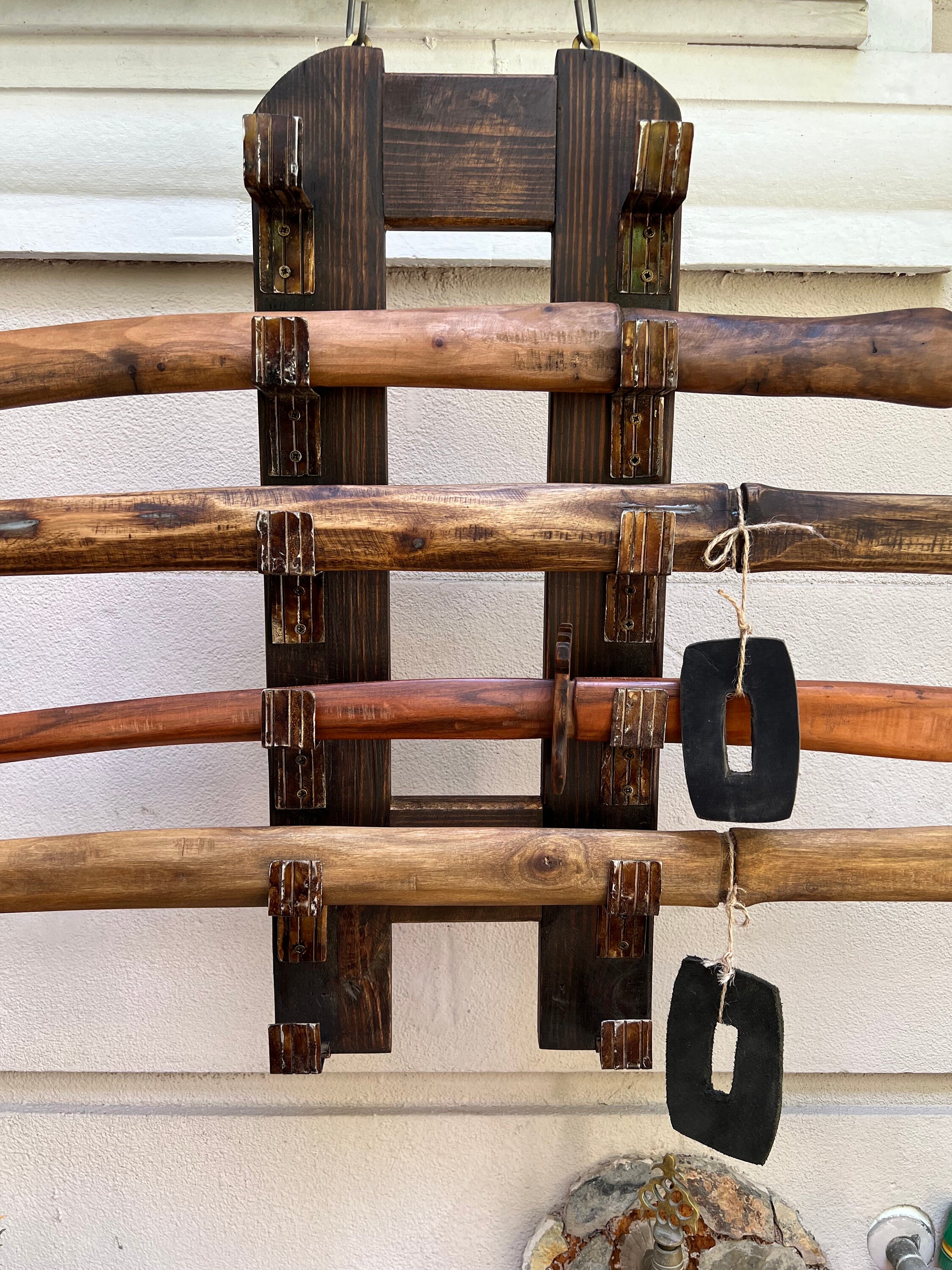 Sword Stand Wooden & Metal, Sword Rack, Katana Stand, Wall Rack, Cane ...