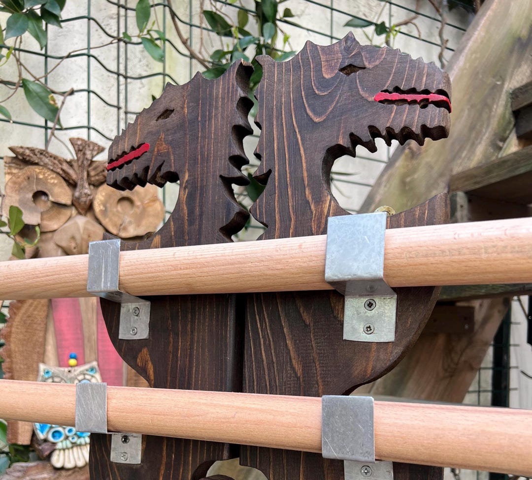 Wall Mounted Dragon Katana Stand: Solid Wood Dojo Rack - Etsy