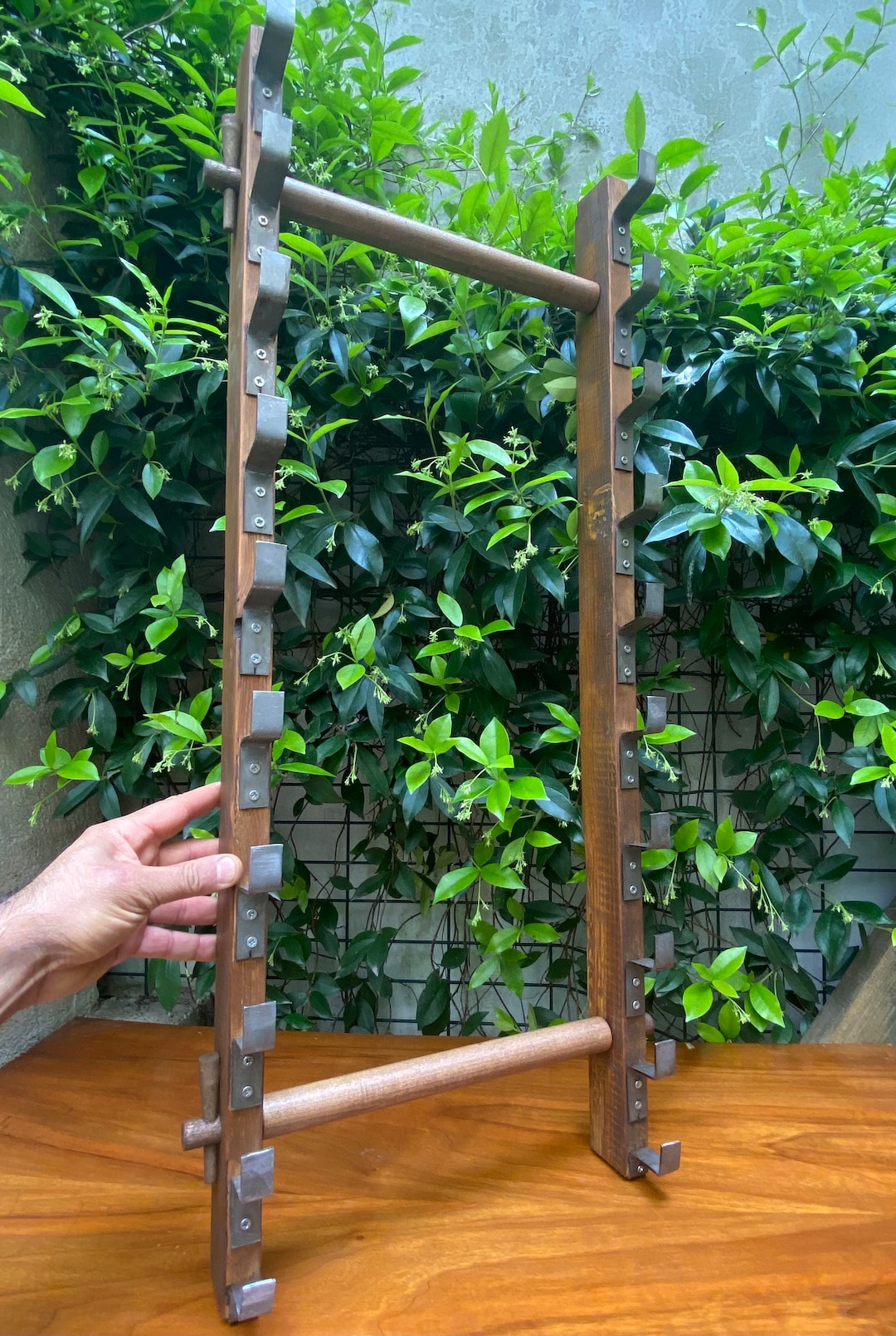 Sword Stand Wooden & Steel, Bokken Rack, Katana Stand, Wall Rack, Cane ...