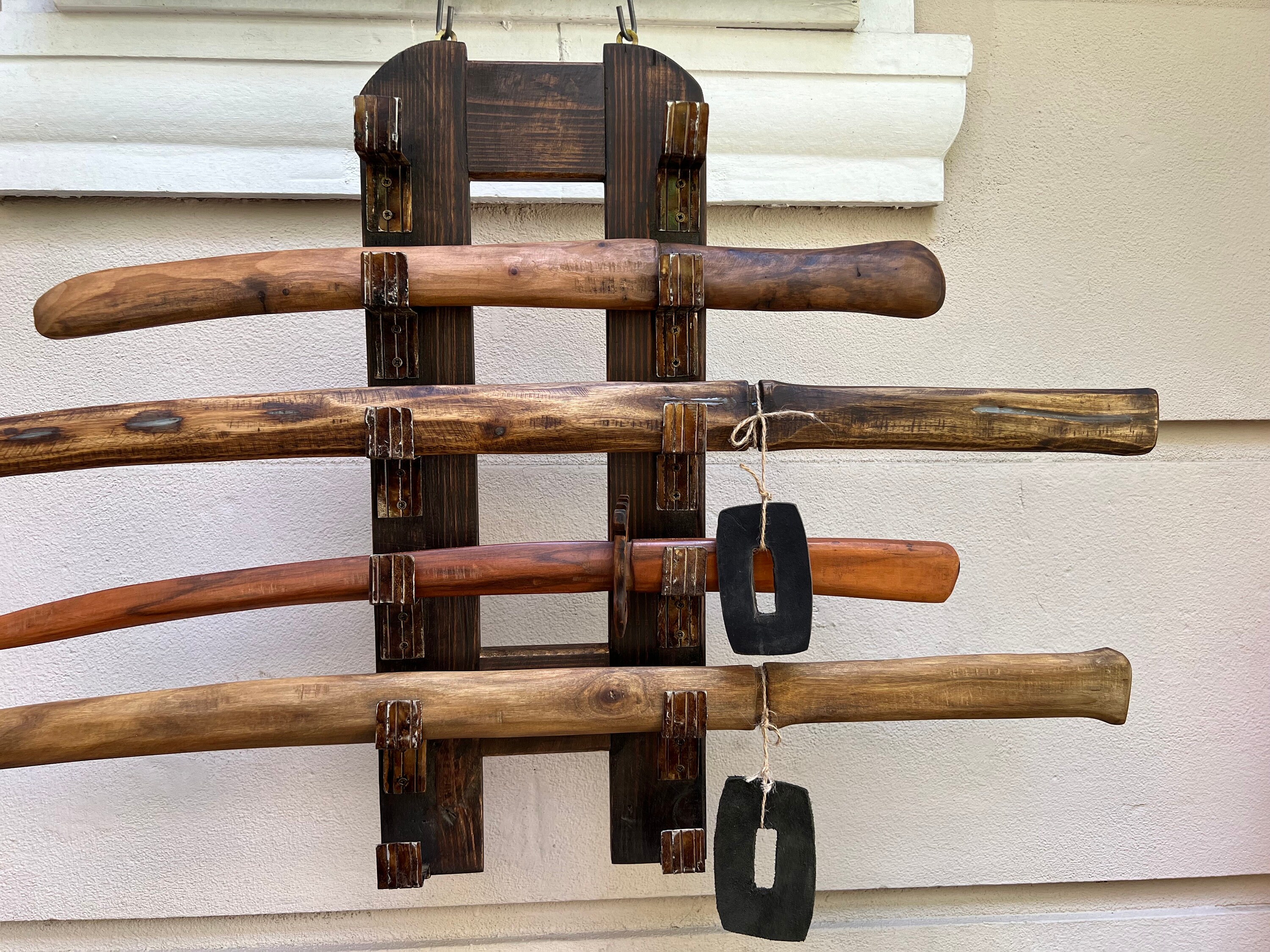 Sword Stand Wooden & Metal, Sword Rack, Katana Stand, Wall Rack, Cane ...