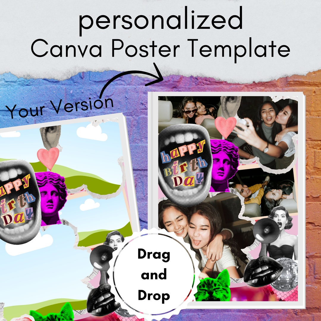 Custom Poster Template Canva, Personalized Poster, Birhday Collage ...